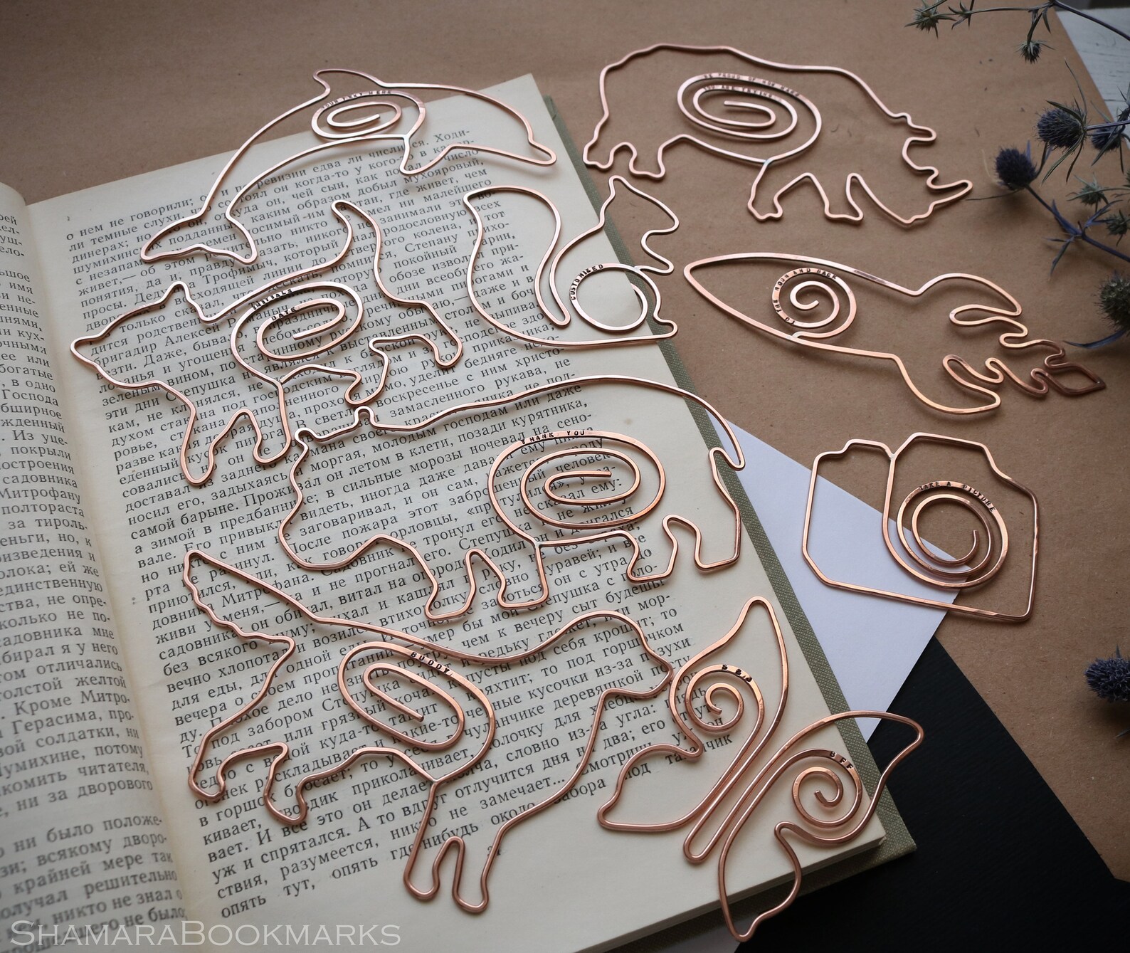 Personalized metal bookmark T-Rex paper clip dinosaur copper | Etsy