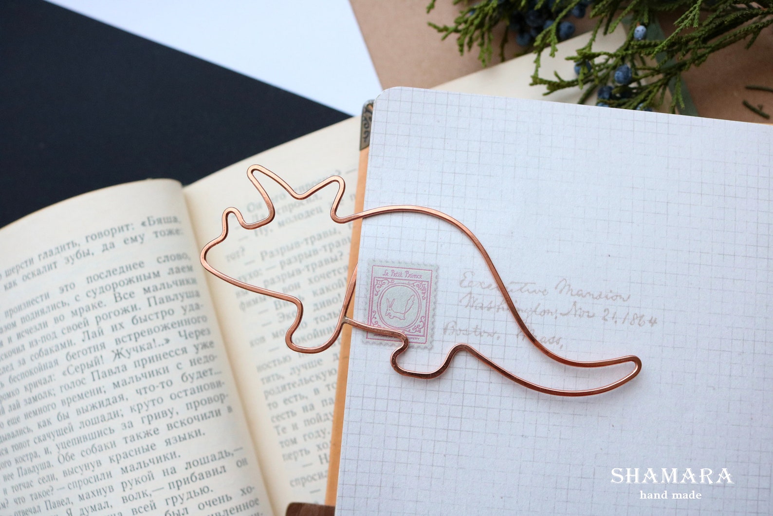 Personalized metal bookmark wire paperclip dinosaur book | Etsy