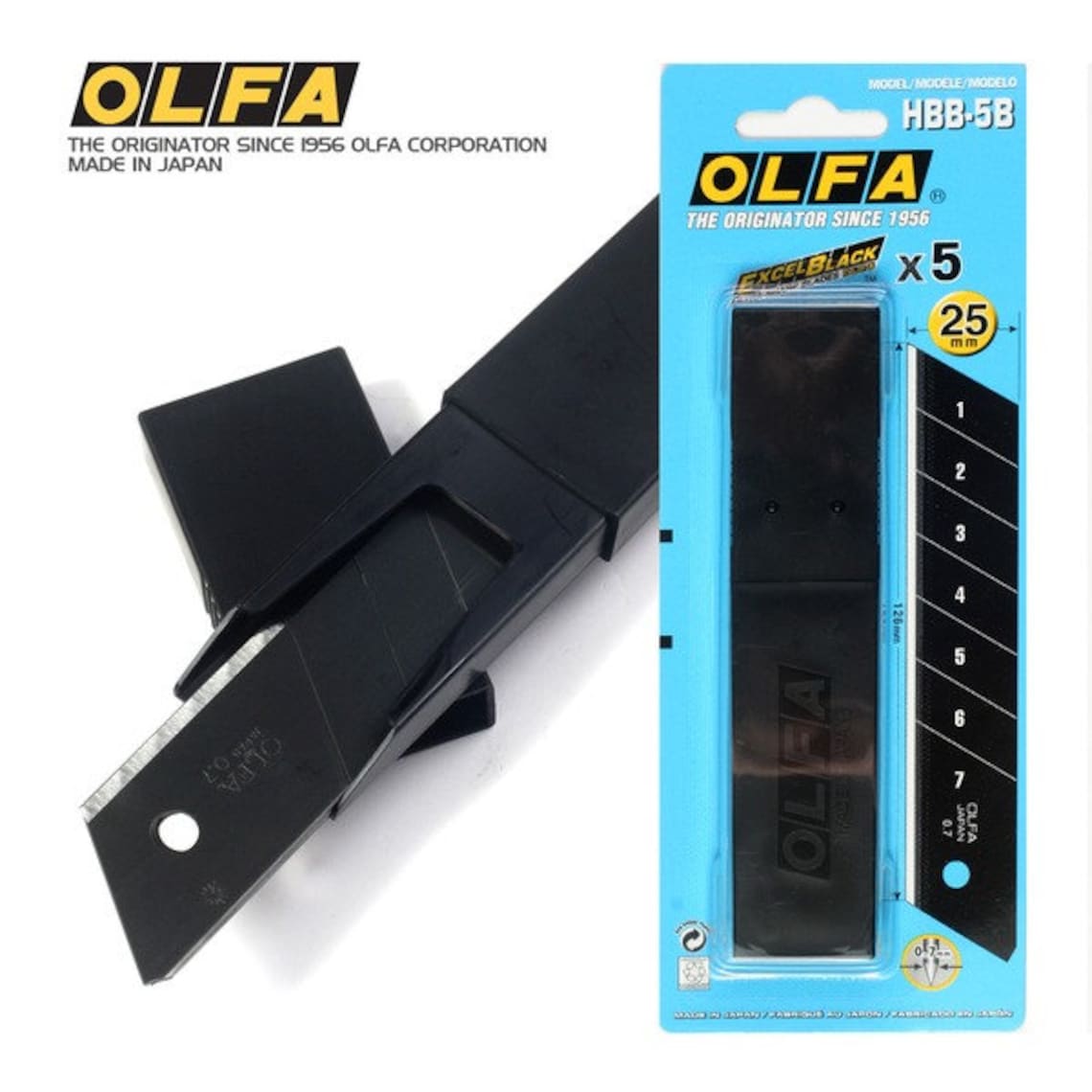 Olfa HBB-5B Excel Black Ultra Sharp Blade 25mm pack of 5 - Etsy