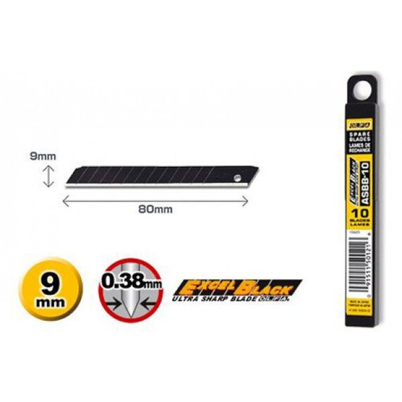Olfa Spare Blade ASBB-10 9mm Excel Black pack of 10 free - Etsy UK