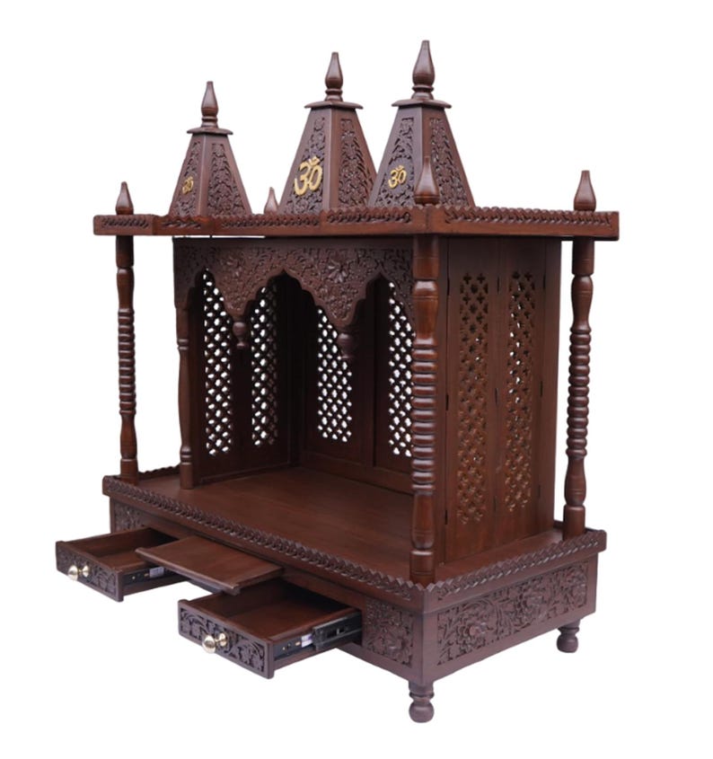 Elegant Hindu Home Temple - Wooden Mandir With Doors, Home Pooja Ghar ...