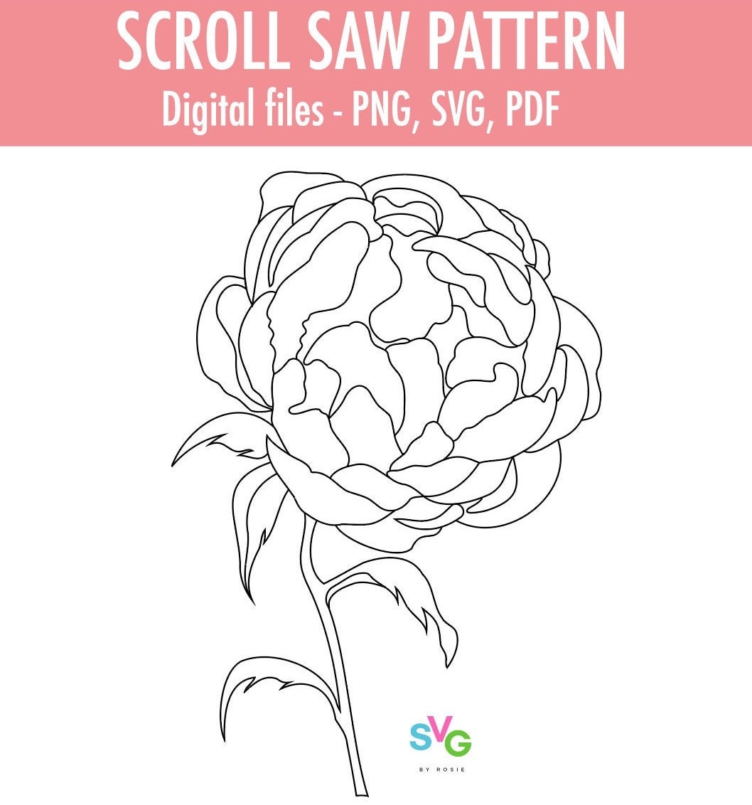 Scroll Saw Flower Template - Flower Png - Peony SVG - Scroll Saw Pattern - Scroll Saw Peony ...