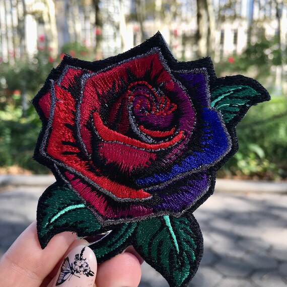 Rose Patch With Metallic Accents - Etsy
