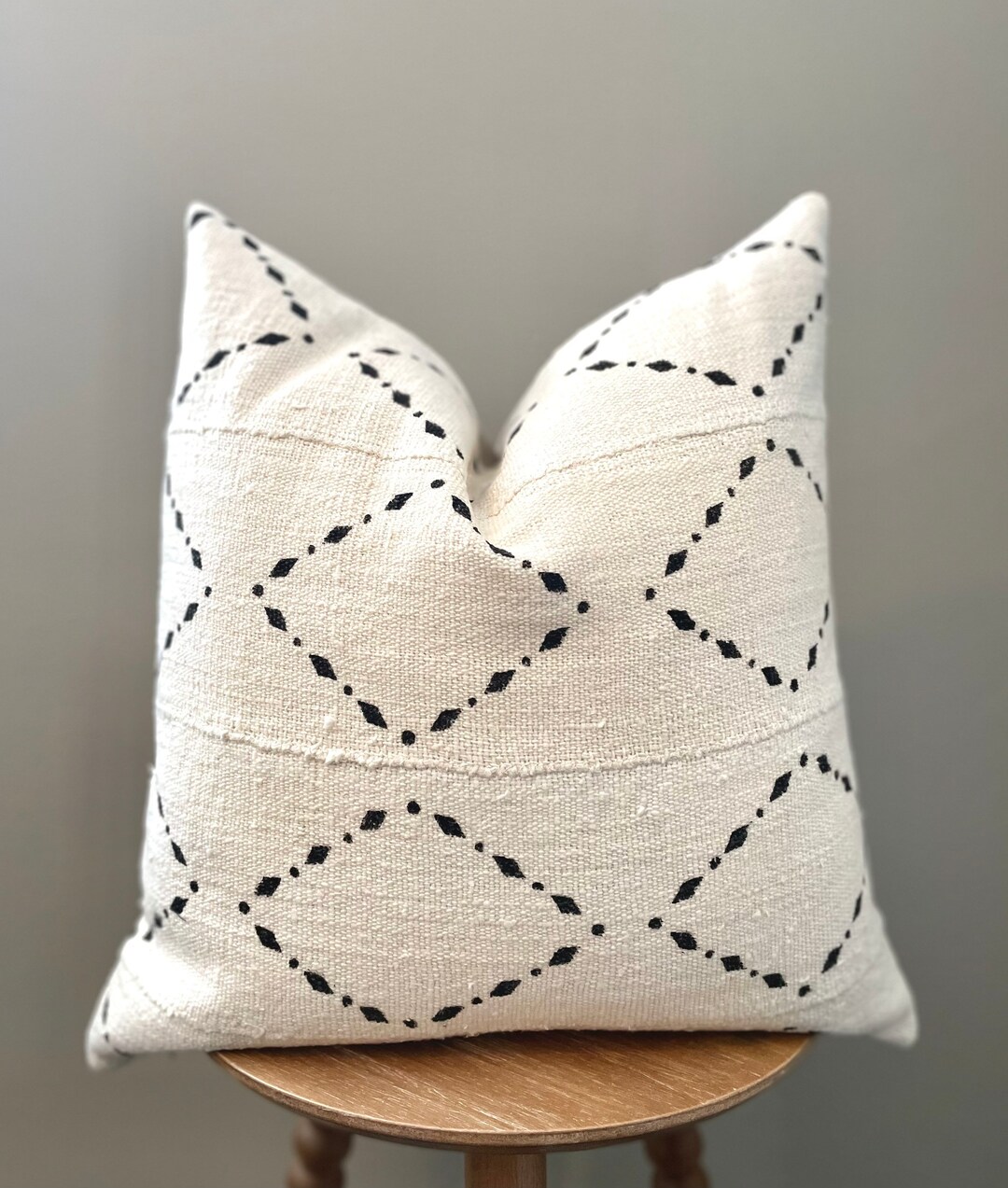 Mud Cloth Pillow Cover in Ivory With Black Accents the - Etsy