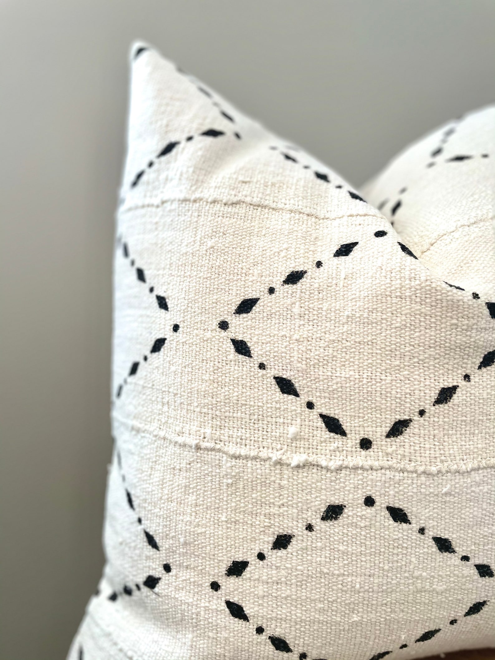 Mud Cloth Pillow Cover in Ivory With Black Accents the - Etsy