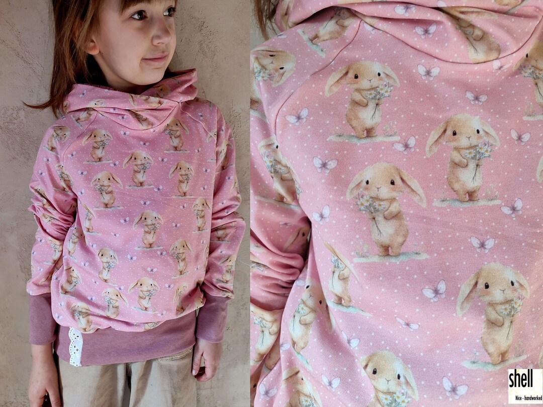Häschen, Ostern, Hase, Blume, Hoodie aus Jersey, Mädchen, Kinder, Babys ...