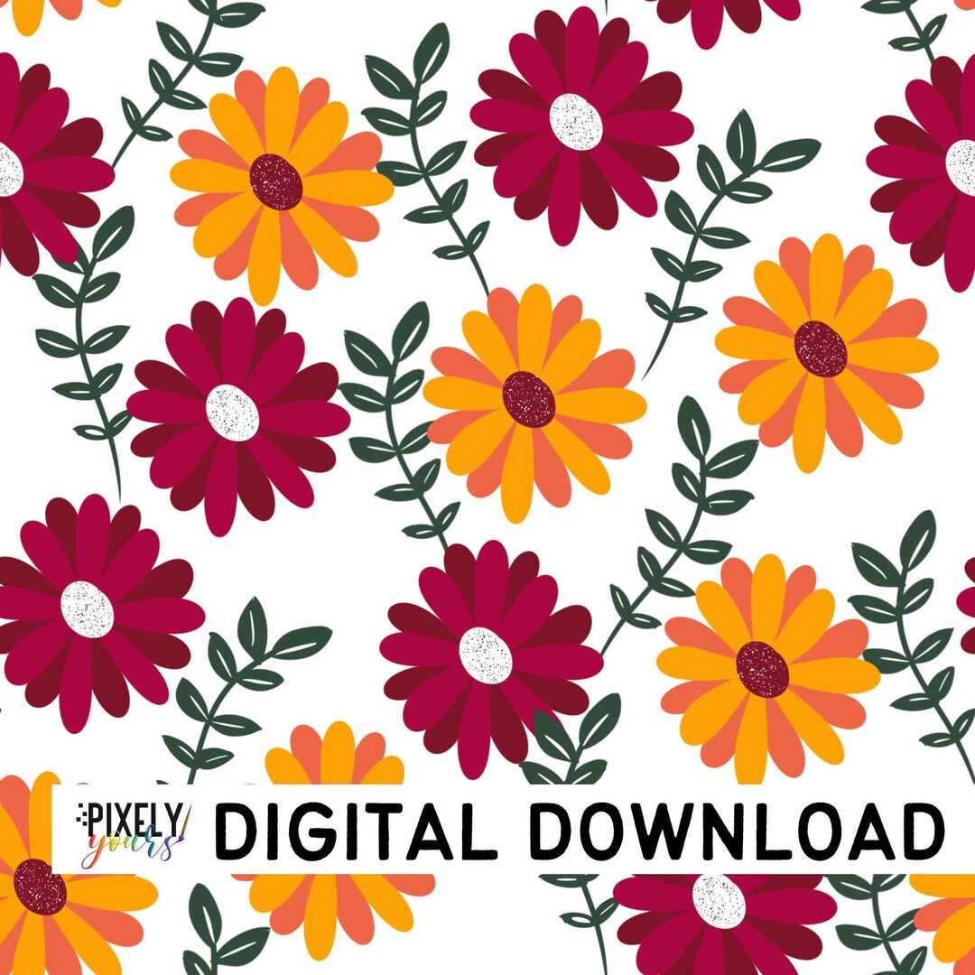 Red and Yellow Flower Seamless Pattern | Repeating Pattern Download ...