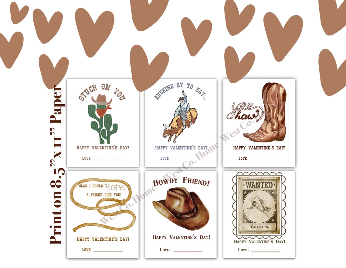 Cowboy Valentines Cards for Kids Western Boys & Girls Valentines ...