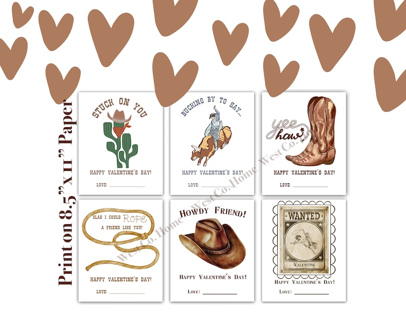 Cowboy Valentines Cards for Kids Western Boys & Girls Valentines ...