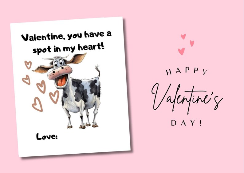 Funny Cow Valentines Day Cards | Farm Animal Valentines | School ...