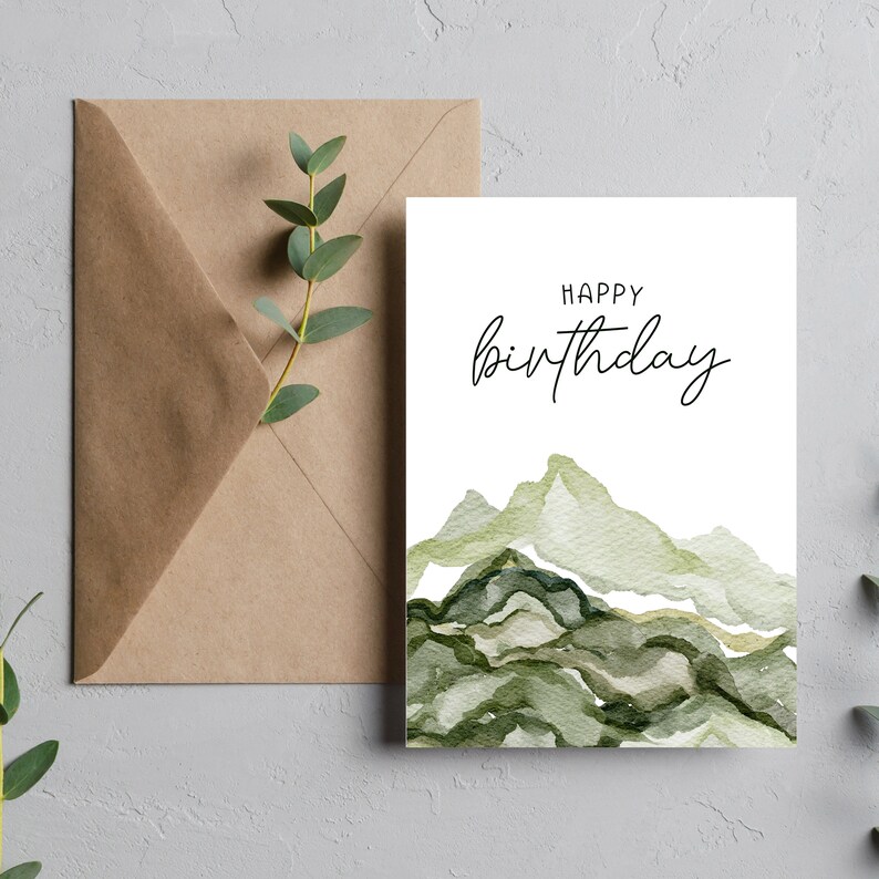 Mountain Printable Birthday Card Gifts for Him Gifts for Dad INSTANT ...