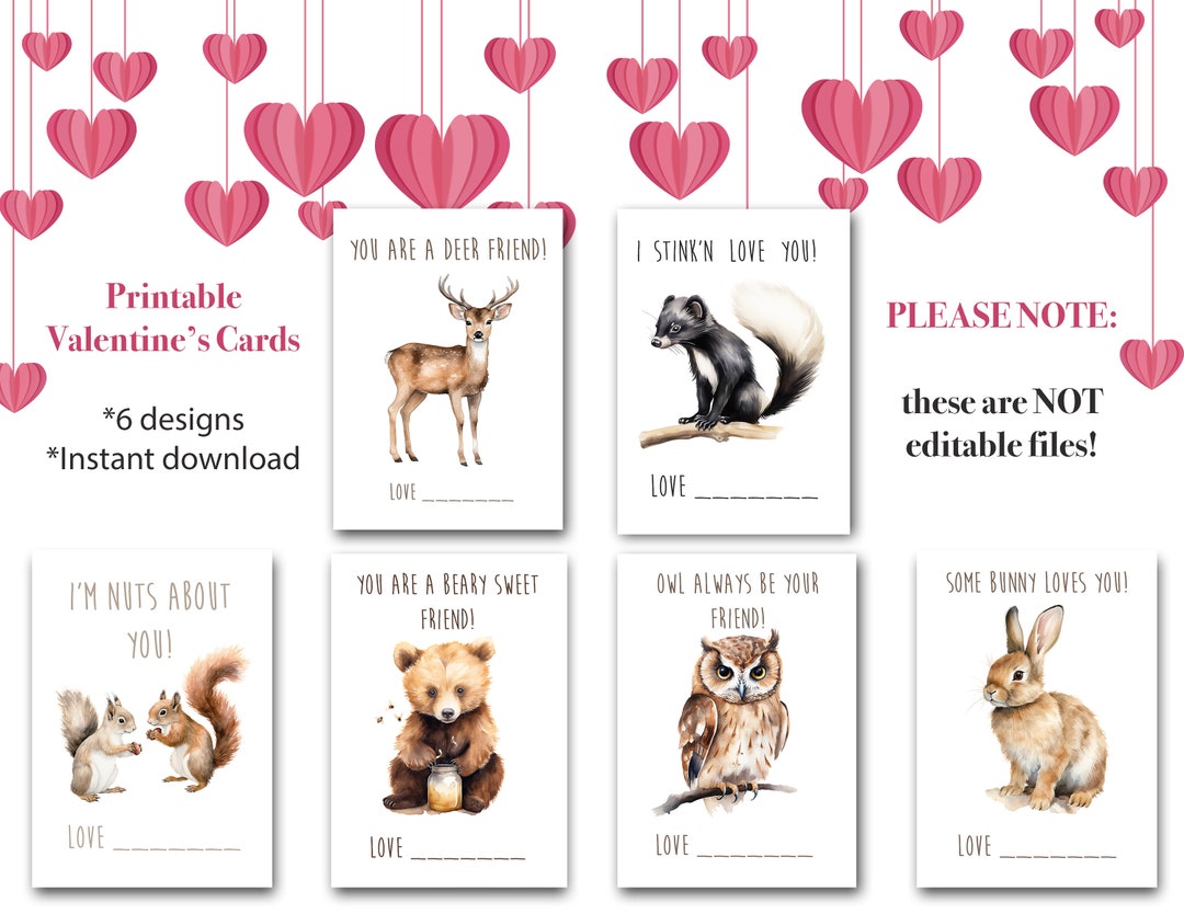 Woodland Animal Valentines INSTANT DOWNLOAD DIGITAL Download Boys ...