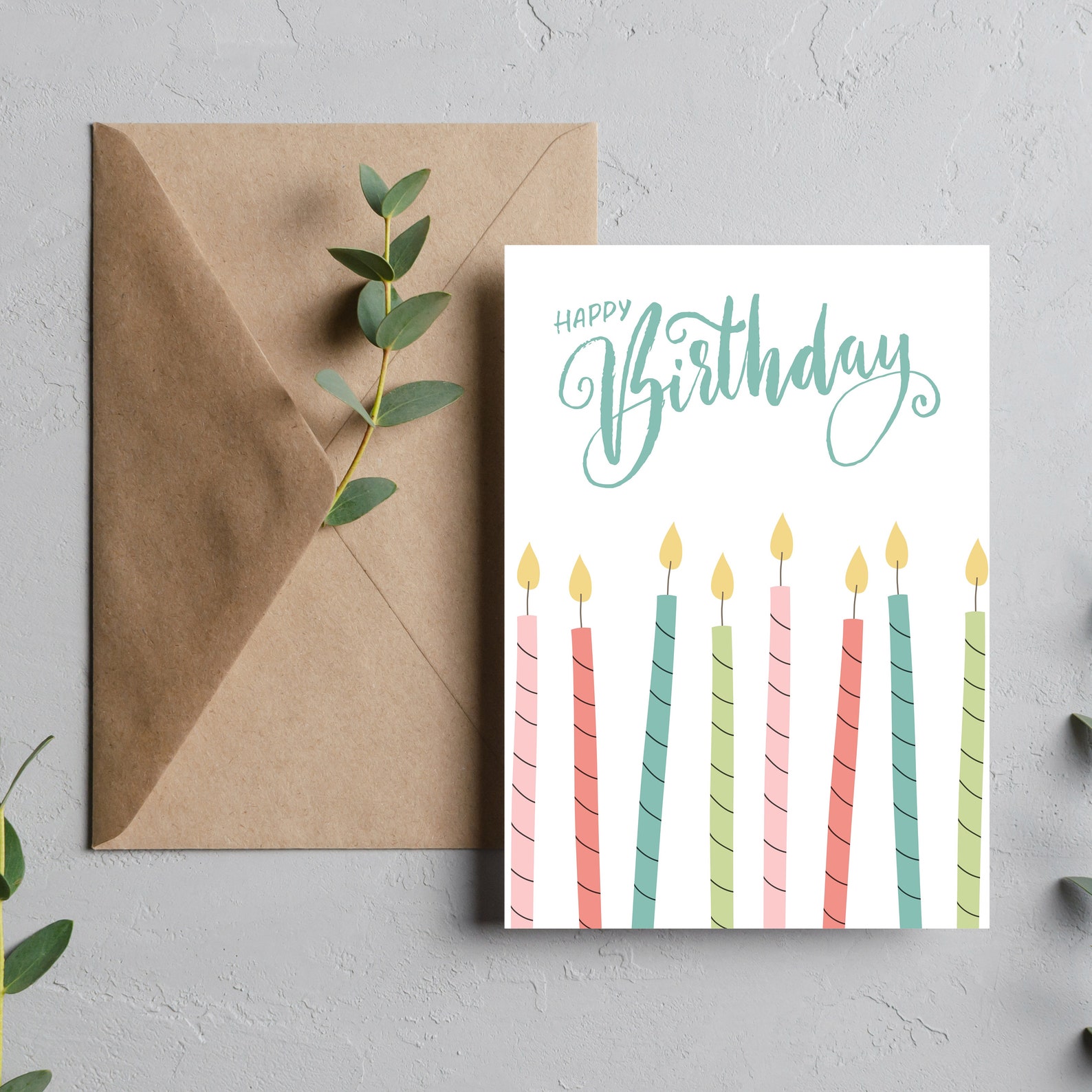 Printable Birthday Cards Birthday Card 2 Colors Digital Download Happy ...