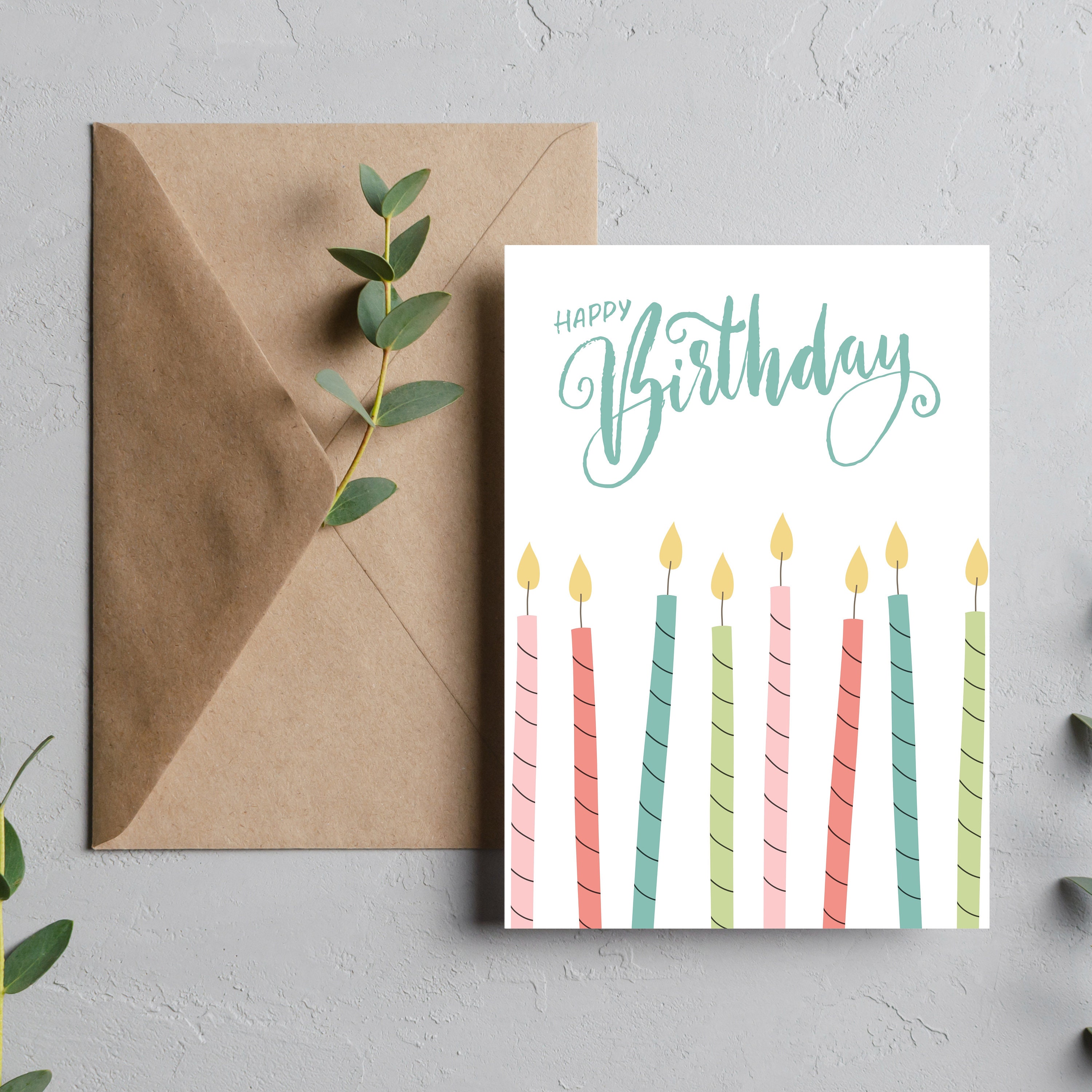 Printable Birthday Cards Birthday Card 2 Colors Digital Download Happy ...
