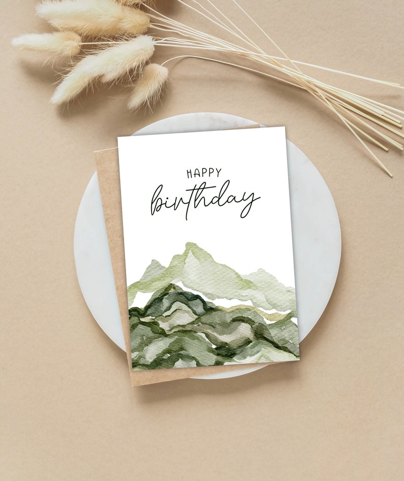Mountain Printable Birthday Card Gifts for Him Gifts for Dad INSTANT ...