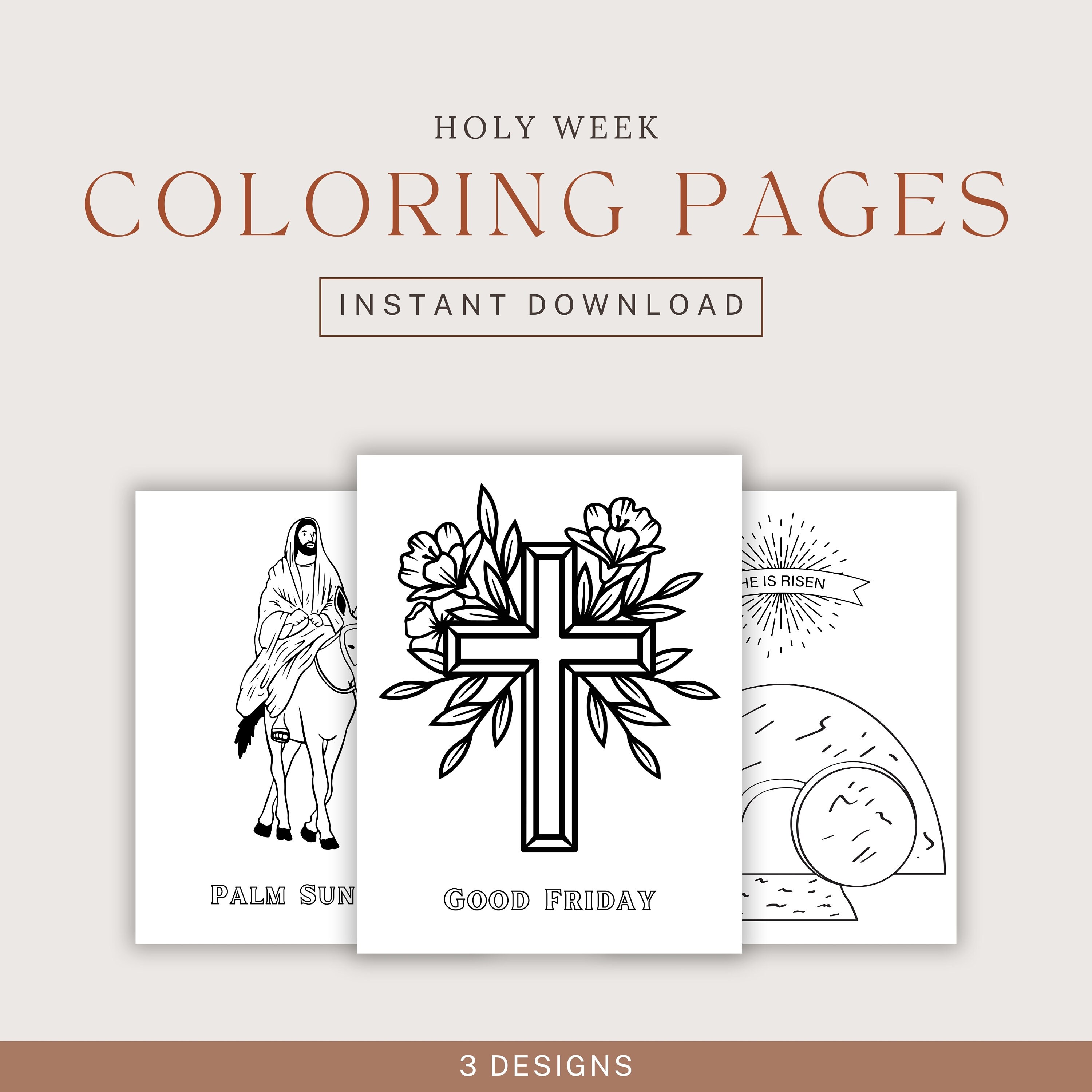 HOLY WEEK Coloring Pages Easter Good Friday Palm Sunday Religious ...