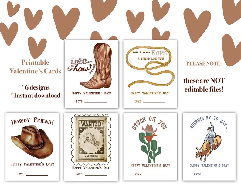 Cowboy Valentines Cards for Kids Western Boys & Girls Valentines ...