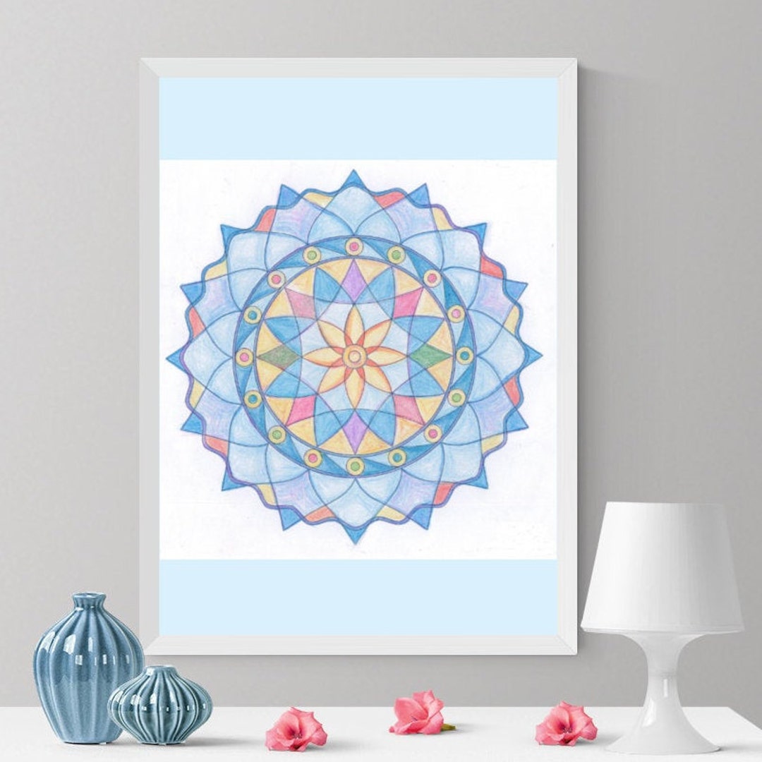 Mandala Artlight Blue Mandala Wall Artdigital - Etsy