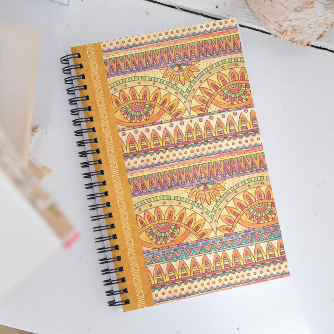 Boho Tribal Spiral Notebook-colorful Ethnic Pattern Journal-hand ...