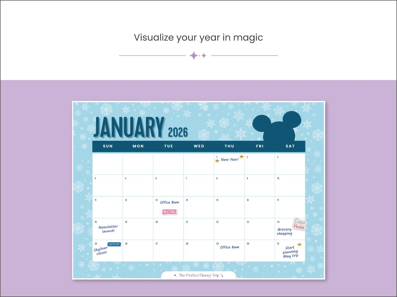 2026 Printable Monthly Calendar | Disney Theme | Letter & A4 Planner ...