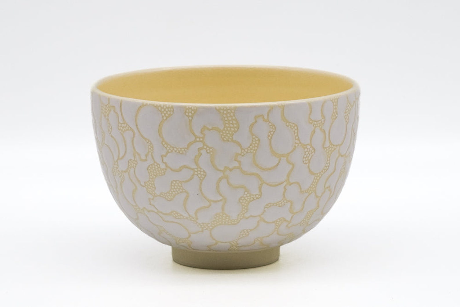 Japanese Matcha Bowl - 恵雪窯 Eyuki Kiln - White Glazed Gourds Kiyomizu ...