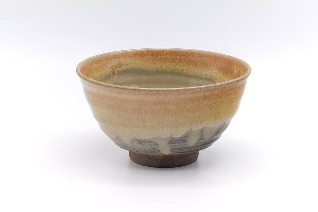Japanese Matcha Bowl Yellow Drip-glaze Chawan 450ml - Etsy