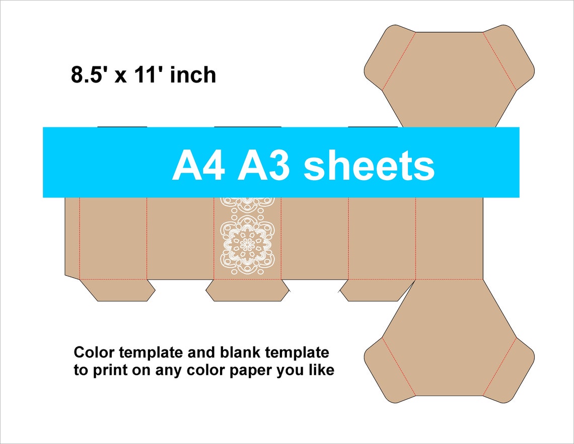 Hexagonal Packing Box With Lid Template Mockup for Cutting | Etsy