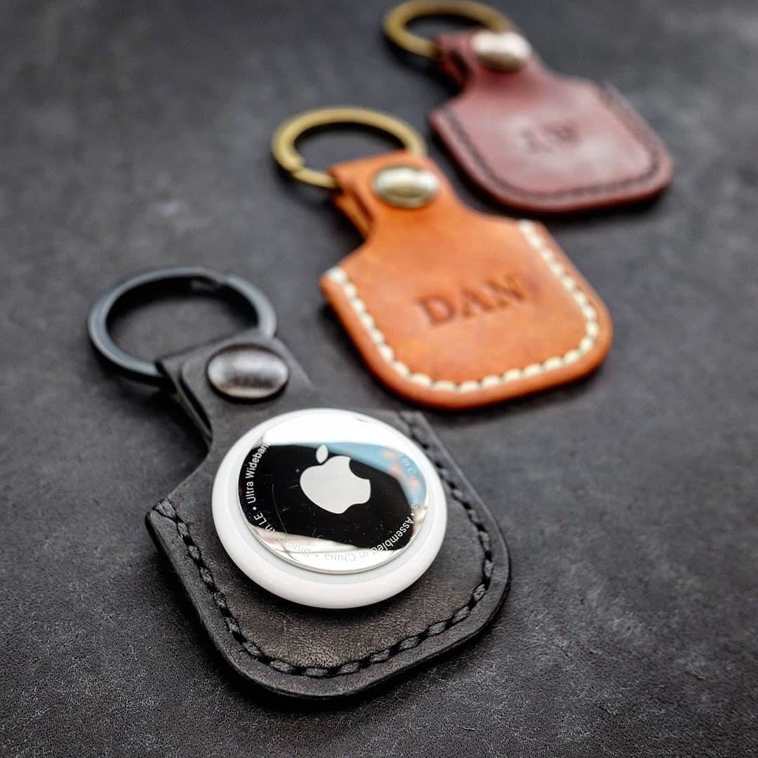 Leather AirTag Keychain Leather AirTag Case, AirTag Keyring, AirTag ...