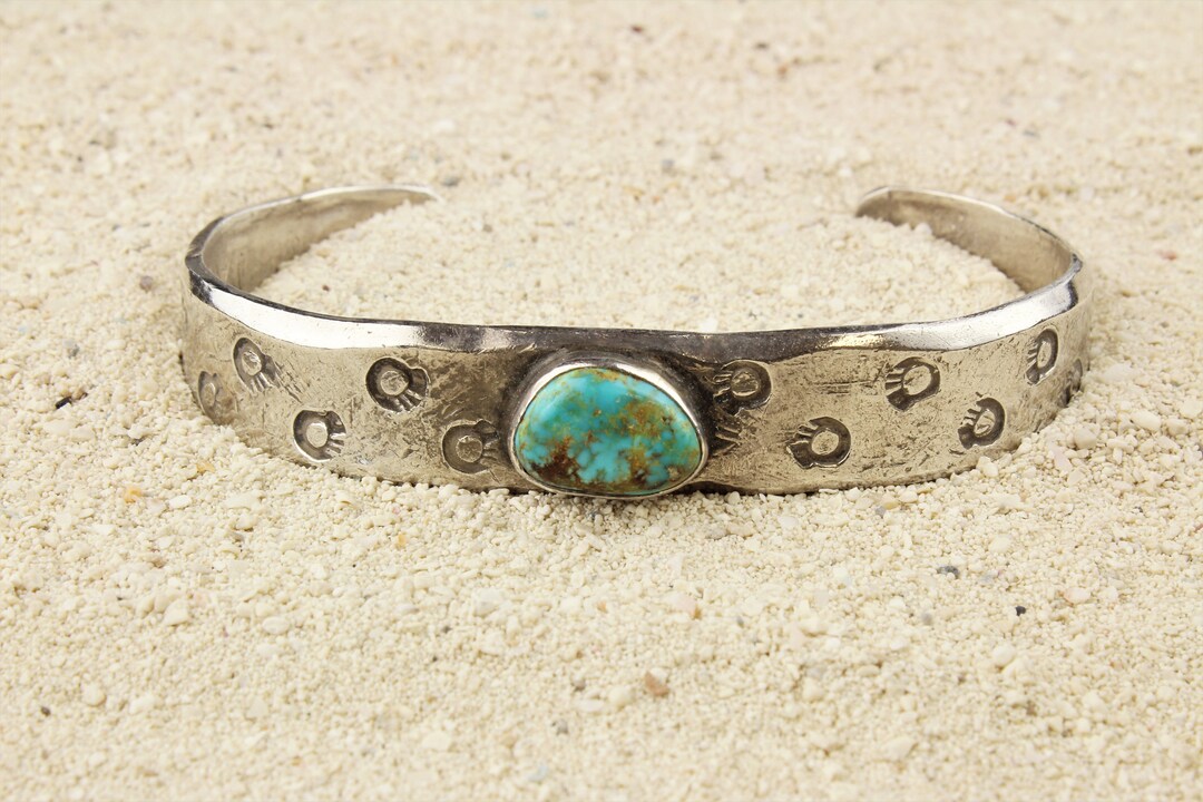 Pre-owned Sterling Silver Native American Turquoise Cuff - Etsy