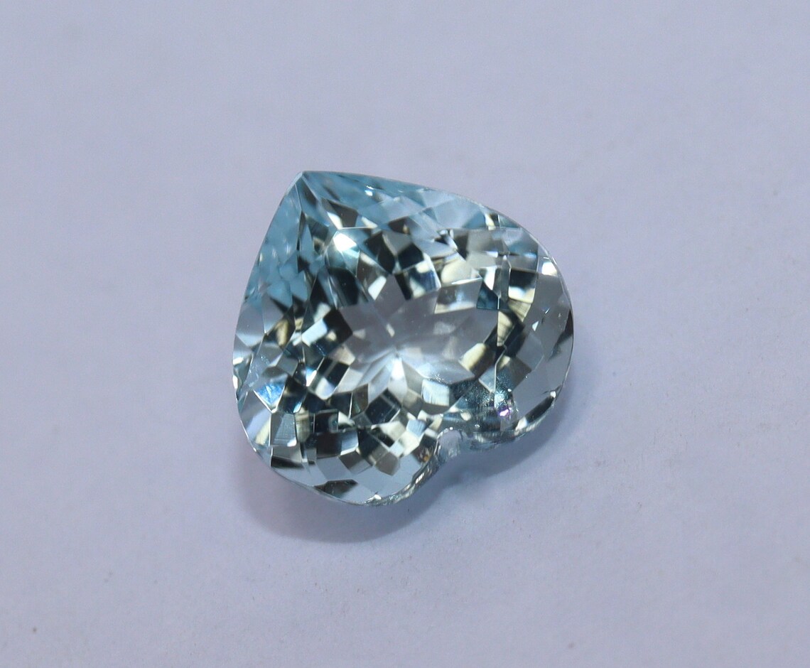 Natural AQUAMARINE Heart Cut Unique Cut Aquamarine 7.7x7.3 | Etsy
