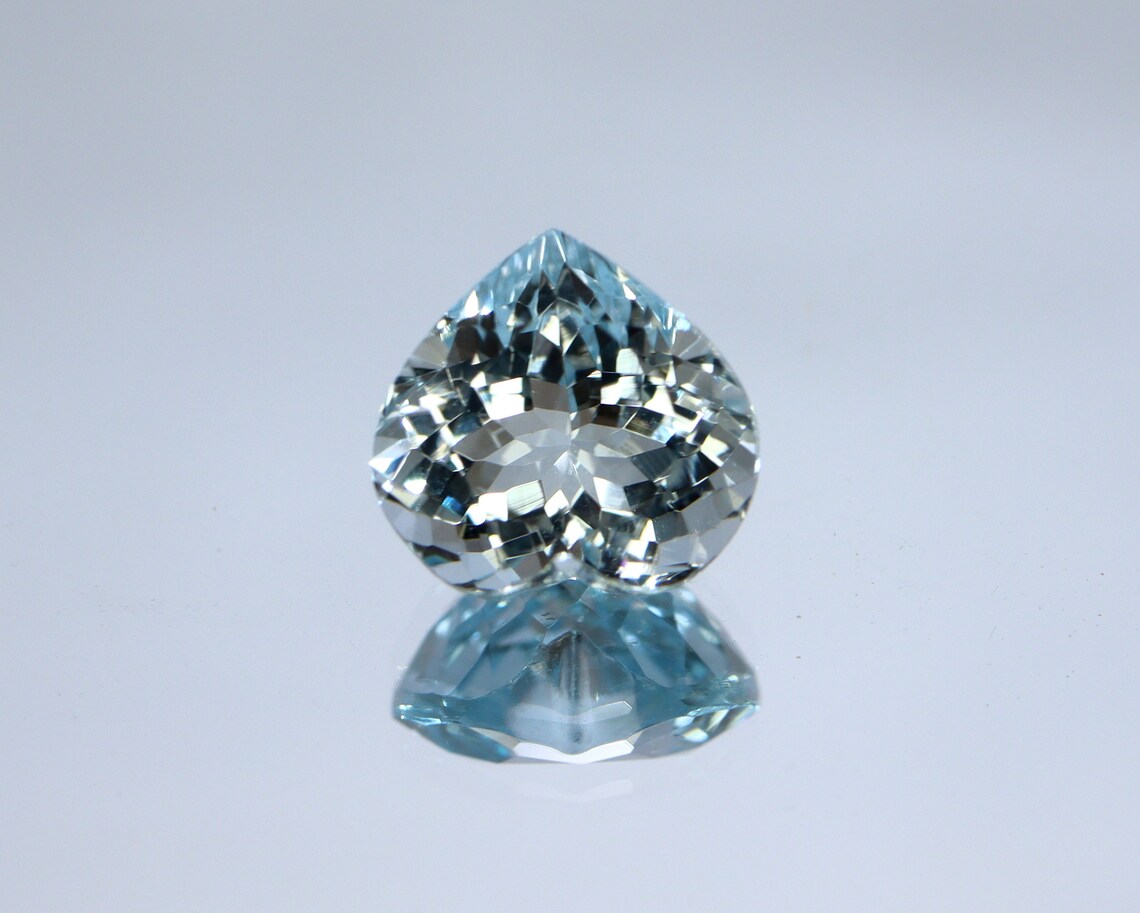 Natural AQUAMARINE Heart Cut Unique Cut Aquamarine 7.7x7.3 | Etsy
