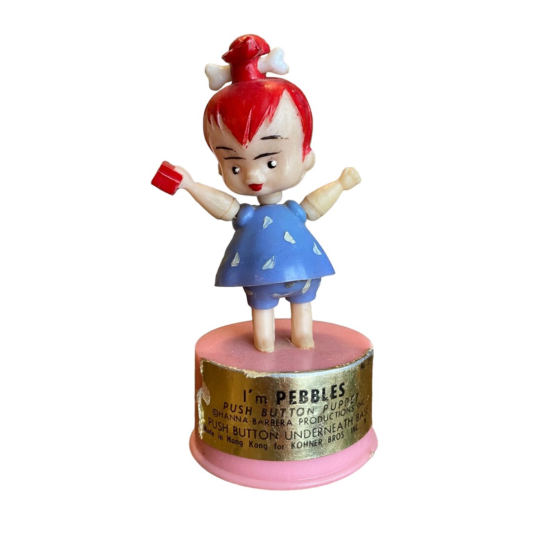 Vintage Pebbles Flintstone Push Button Puppet Kohner Brothers Hong Kong ...