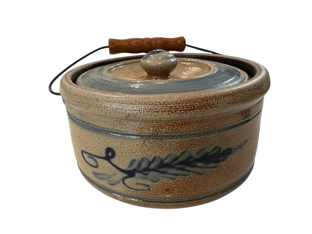 2004 Rowe Pottery Works Historical Salt Glaze Butter Crock W/ Lid ...