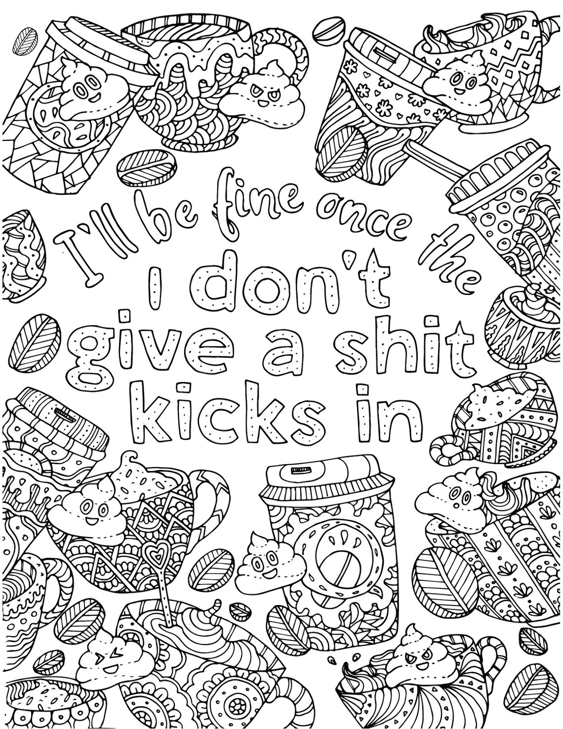 Swearing Motivational Quotes Coloring Book Adult Printable Coloring ...