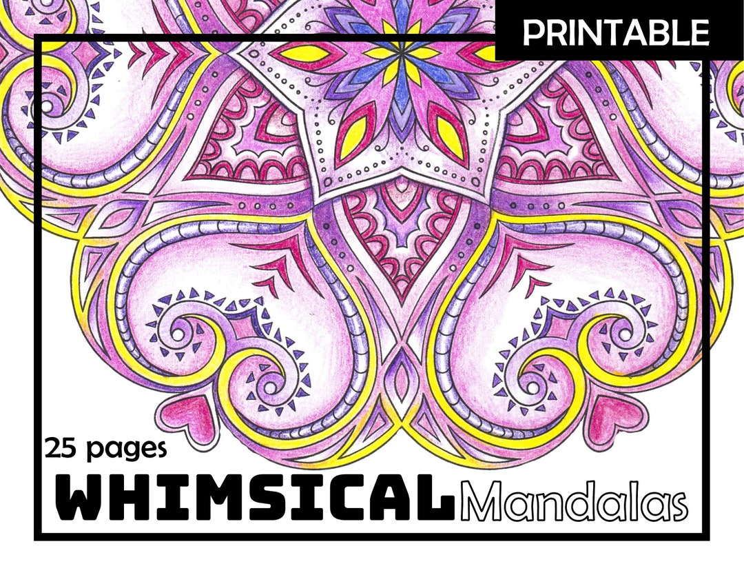 Whimsical Mandalas Coloring Book for Adults With Hearts - Difficult ...