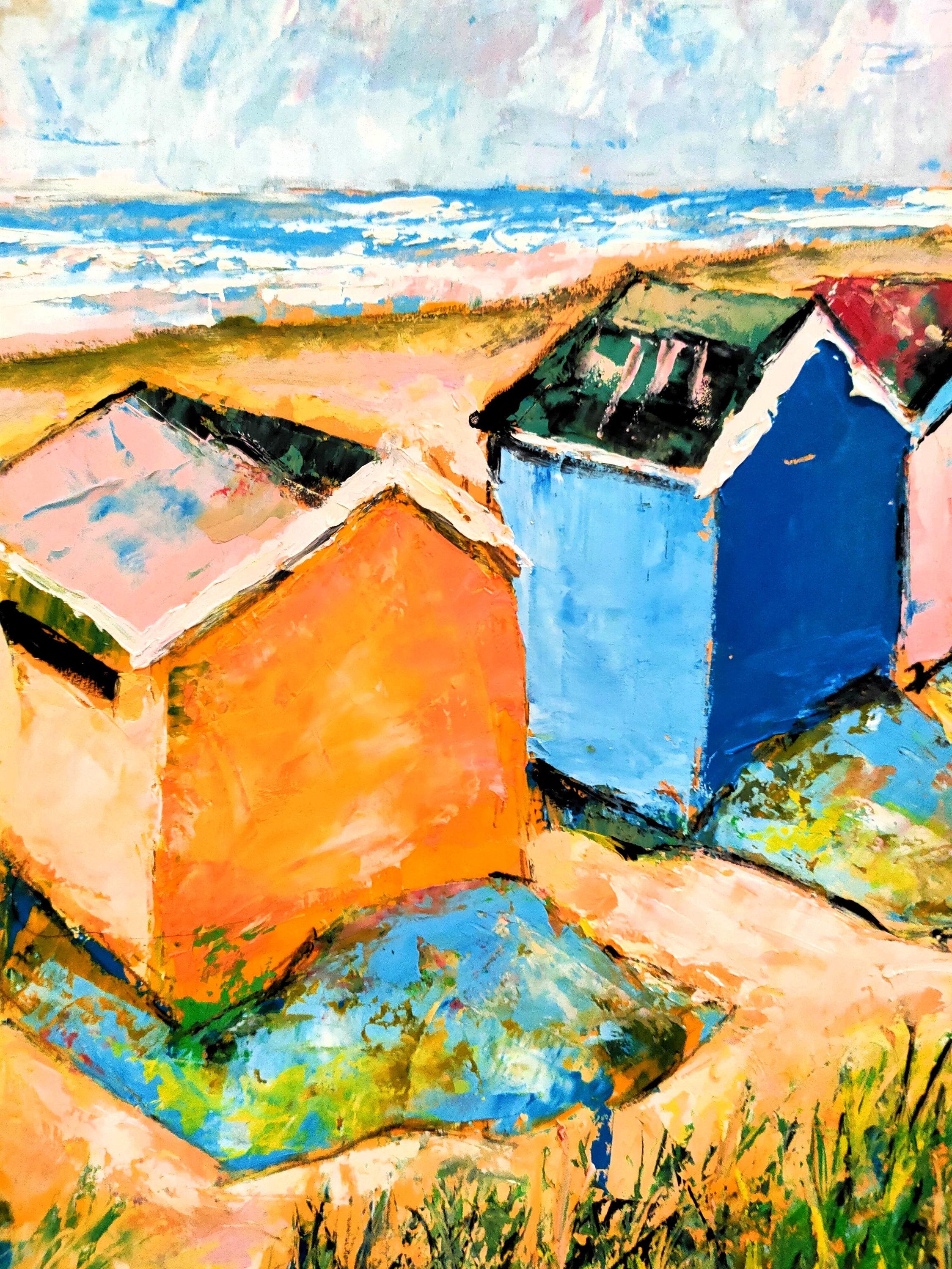 Cape Cod Painting Original Art Massachusetts Landscape Beach Huts Oil ...