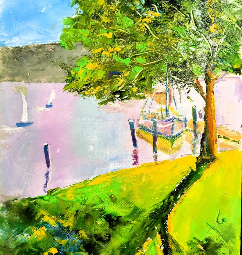 River Painting Original Art Chesapeake Bay Artwork Tree Painting River ...