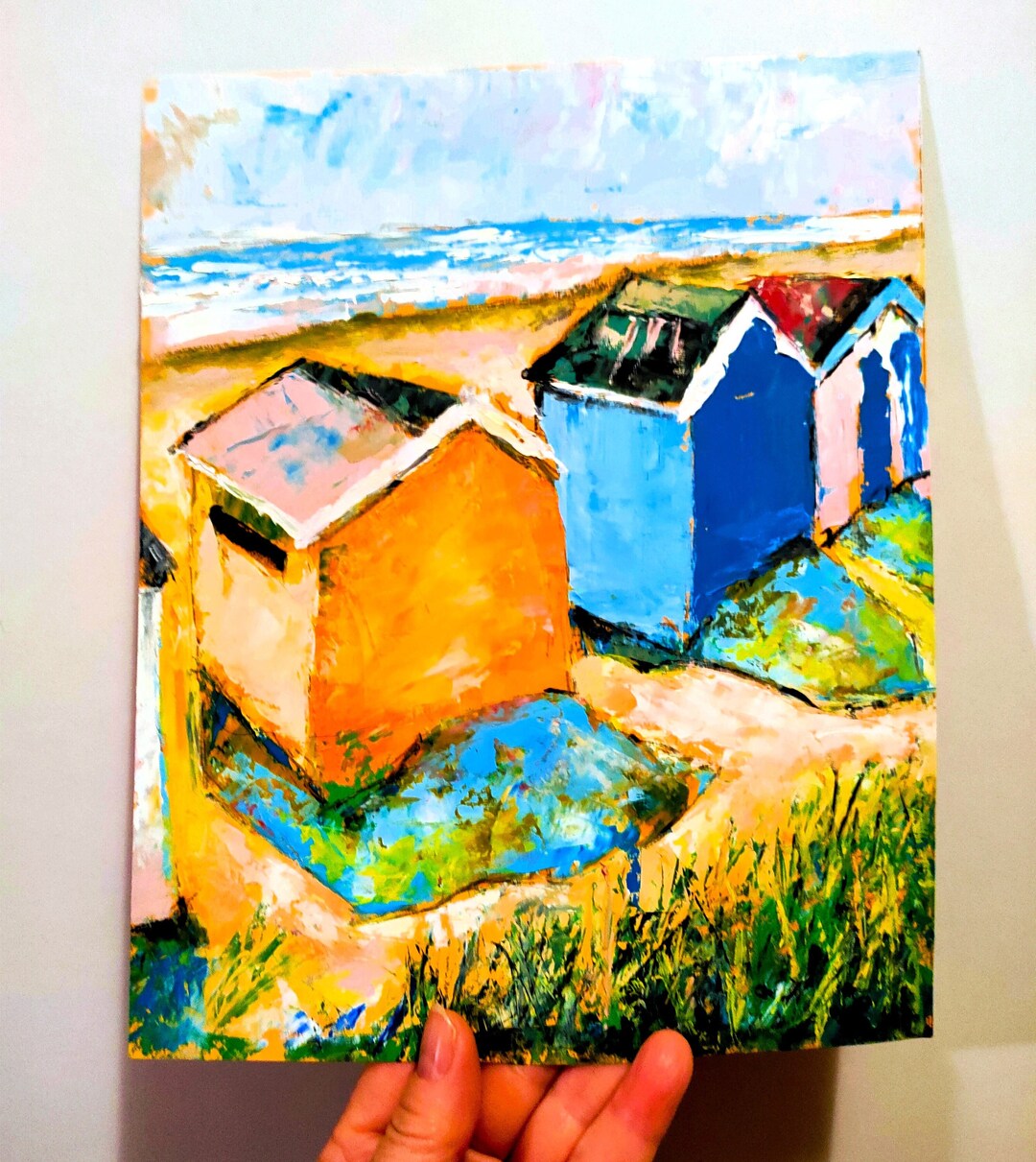 Cape Cod Painting Original Art Massachusetts Landscape Beach Huts Oil ...