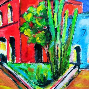 Colorful Mexican Painting Original Art Mexican Town Painting Mexican ...
