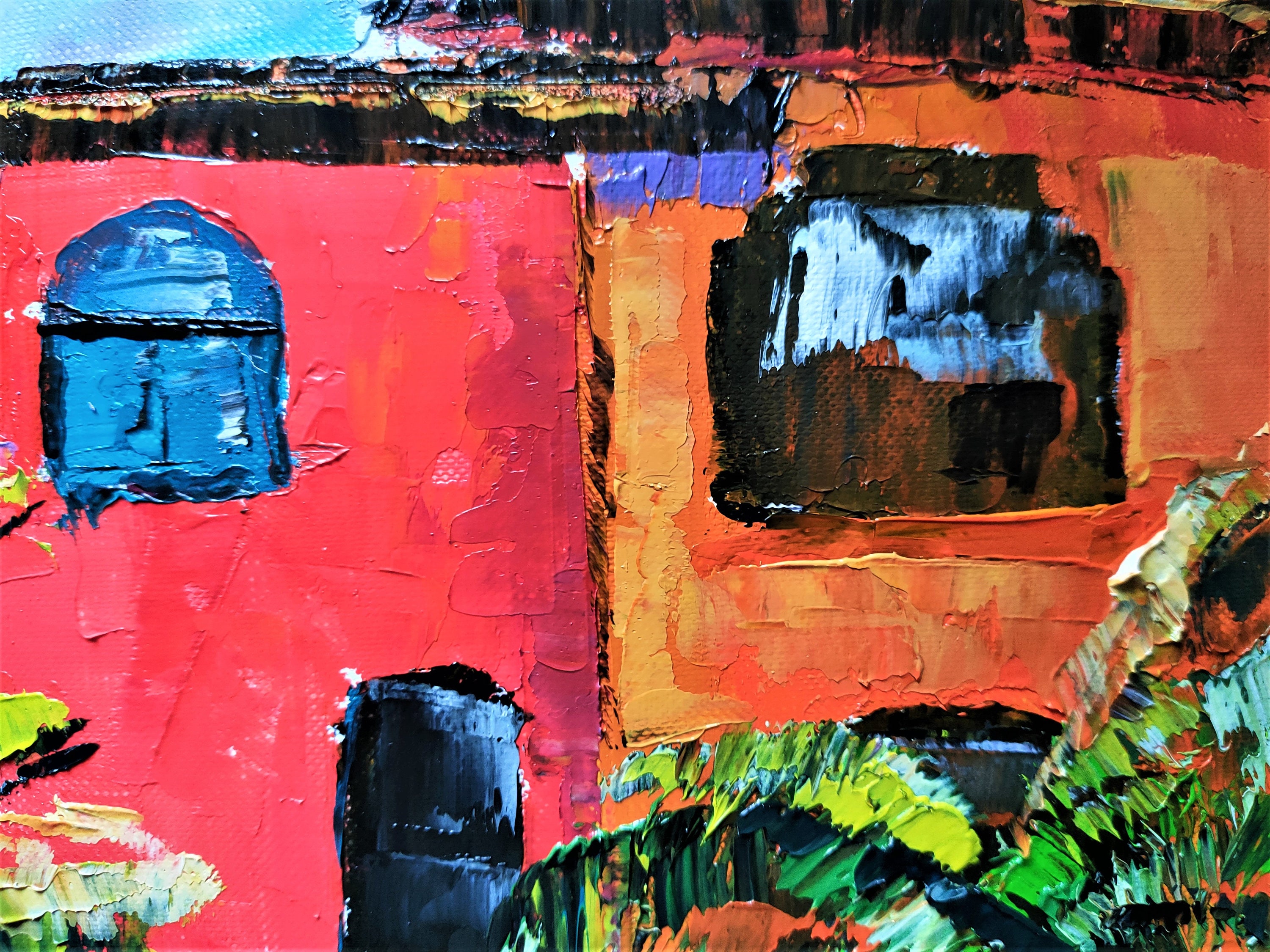 Mexico Painting Original Art Oil Painting Red Mexican House - Etsy