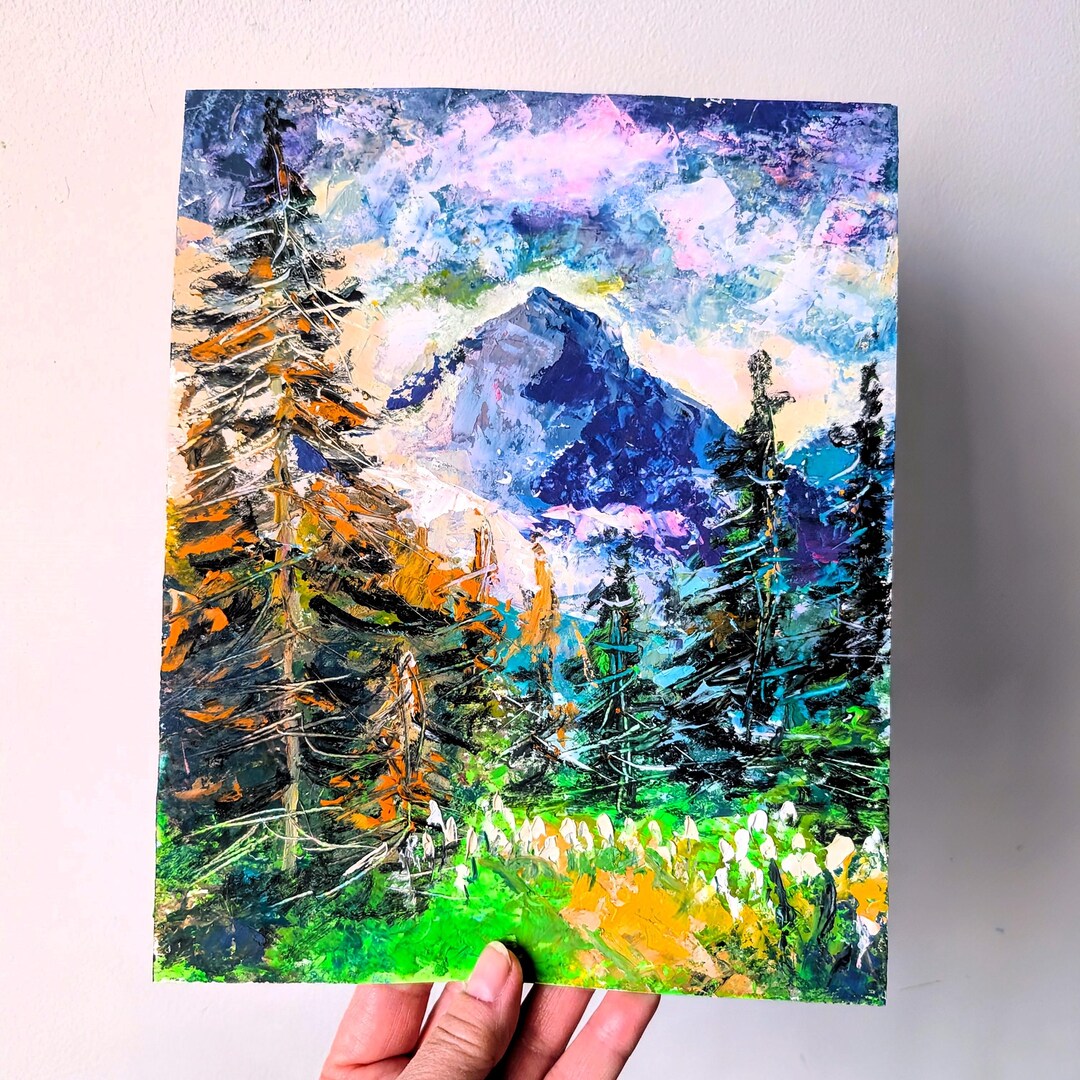 Glacier National Park Oil Painting Original Wall Art Mountain Landscape ...
