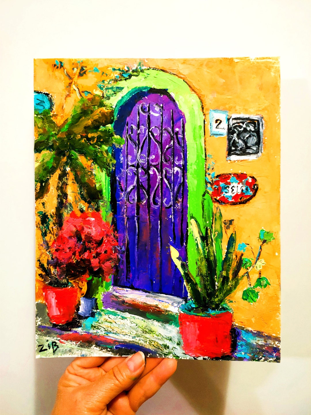 Colorful Mexican Painting Original Art Mexican House Artwork Door ...