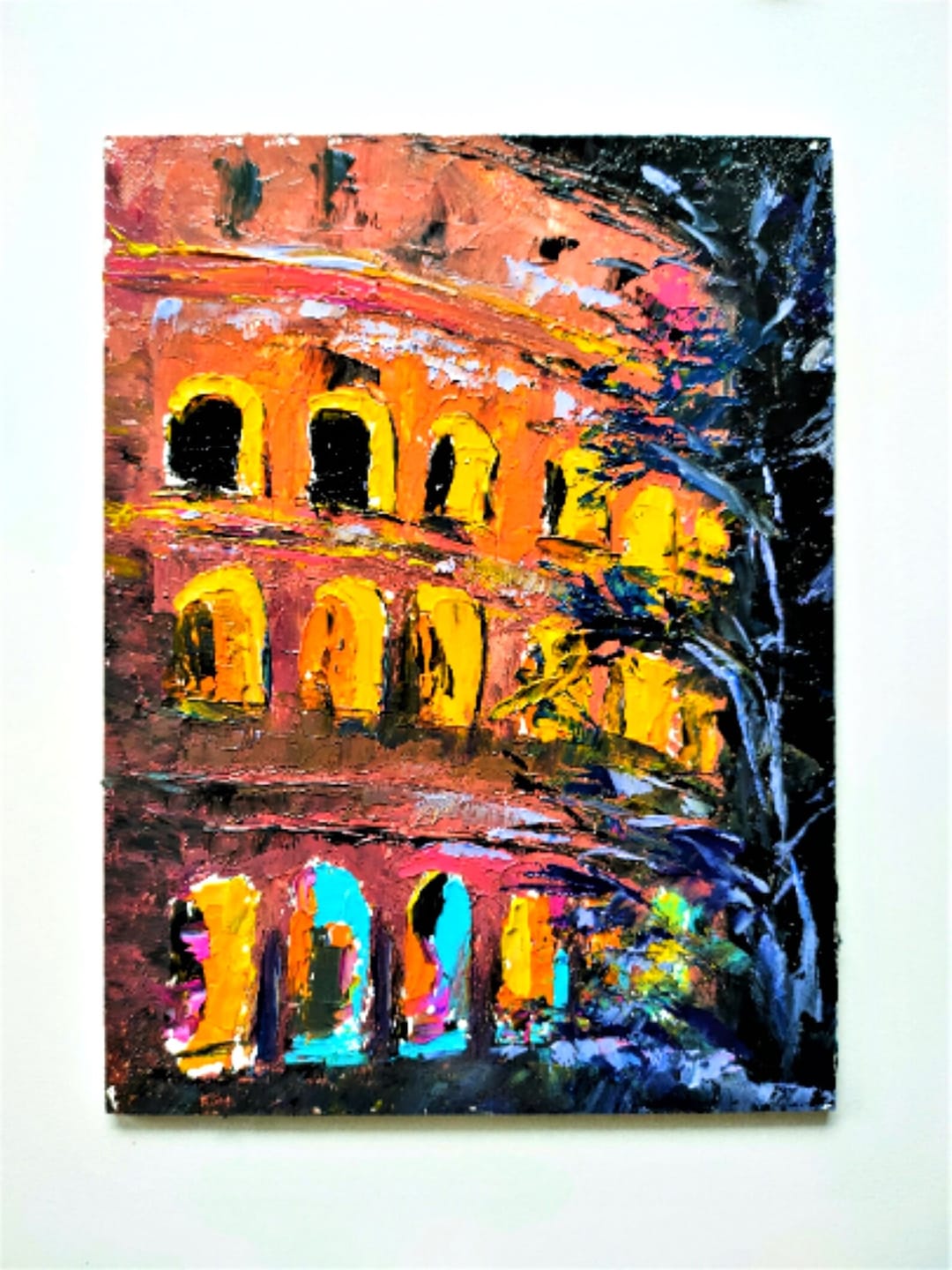 Roman Coliseum Oil Painting Original Art Italy Painting Canvas Art Rome ...