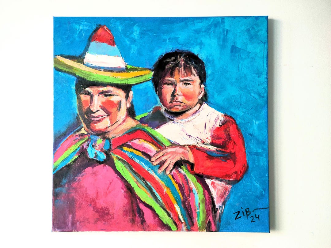 Mexicans Oil Painting Original Art Mexican Woman and Child Painting ...