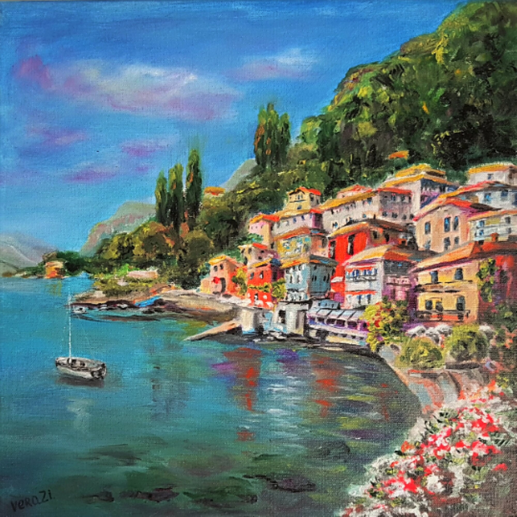 Painting Watercolor Original painting,lake Como Italy,watercolour Art ...