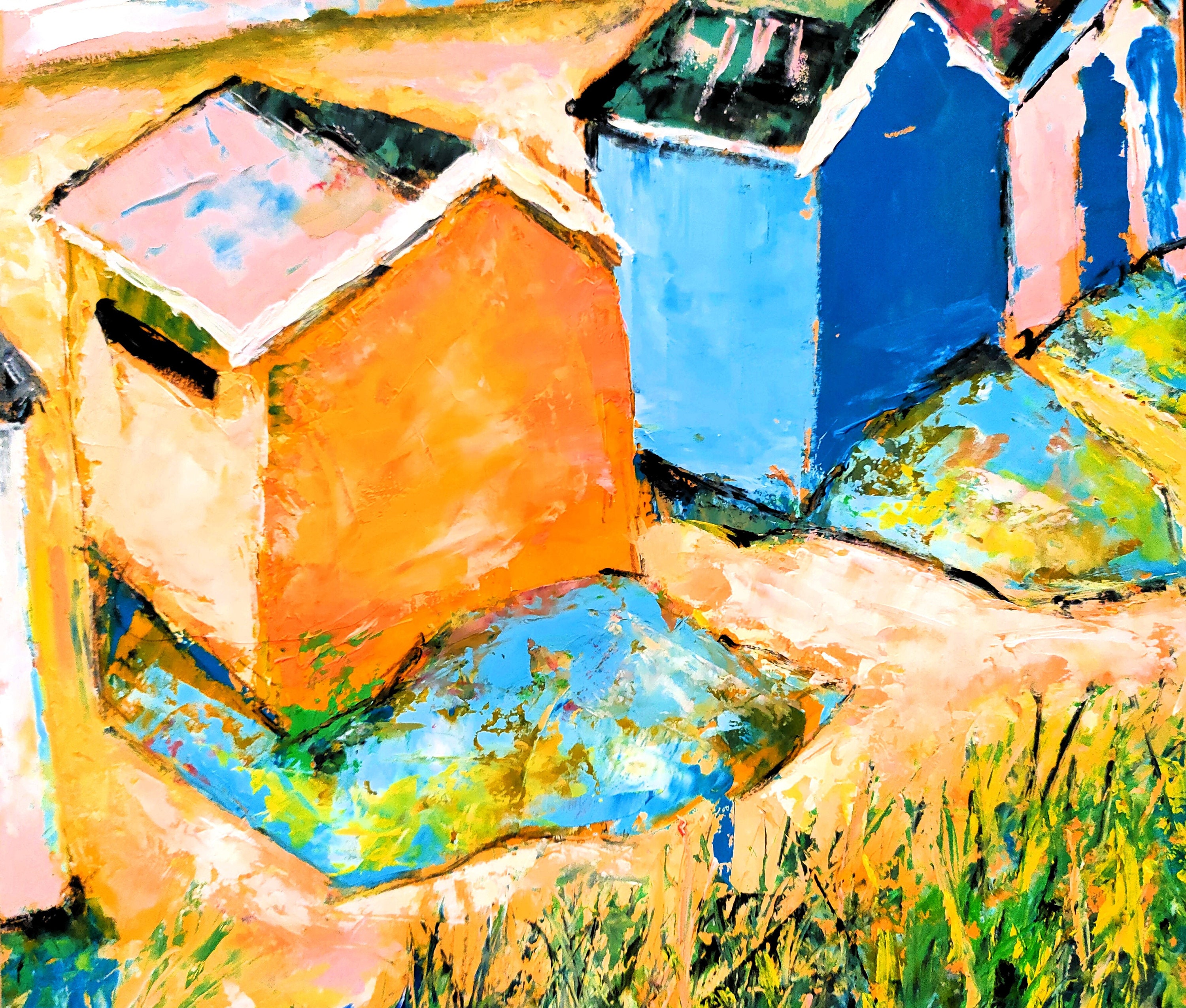 Cape Cod Painting Original Art Massachusetts Landscape Beach Huts Oil ...