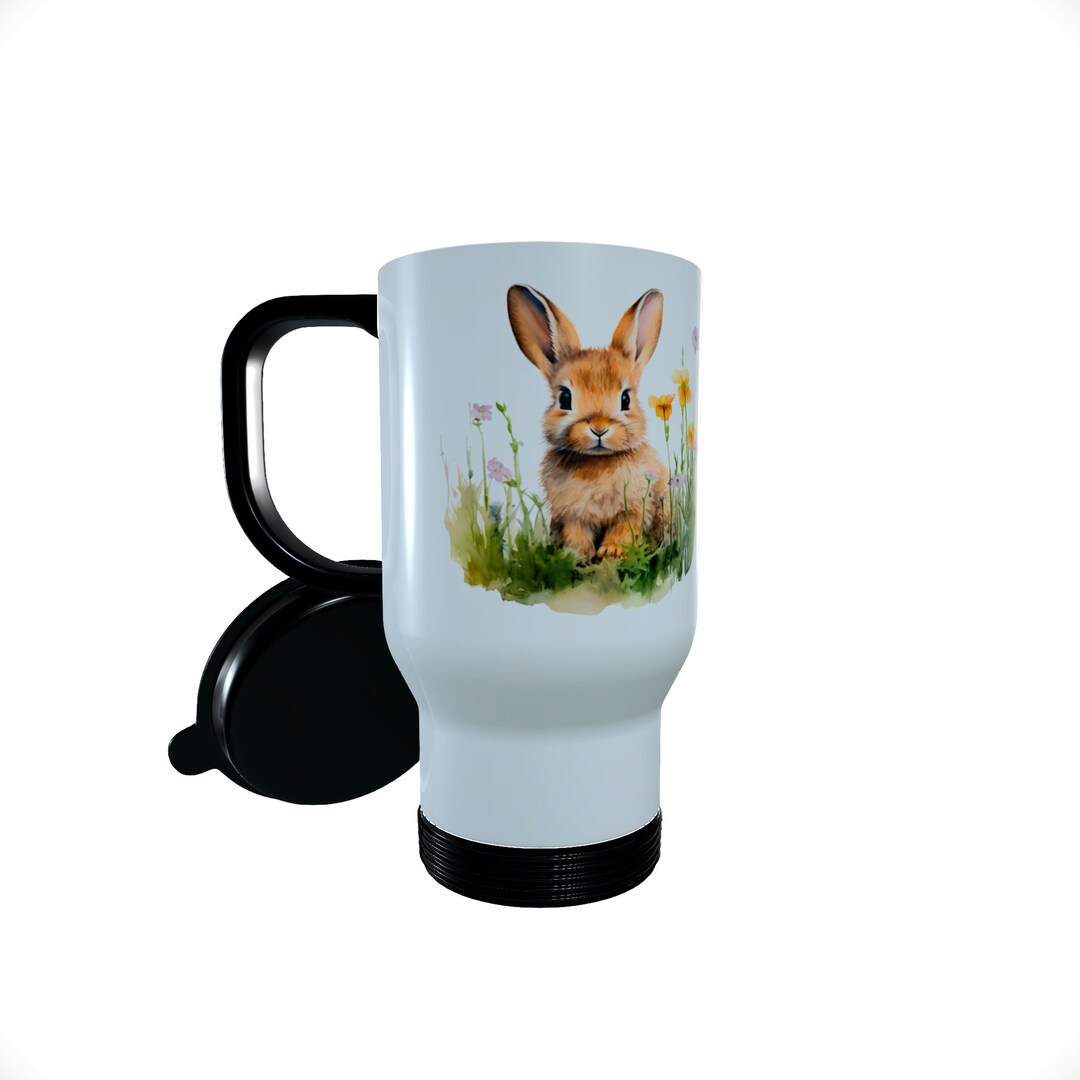 Rabbit Travel Mug, Personalised Travel Mug, Rabbit Travel Mug, Thermos ...