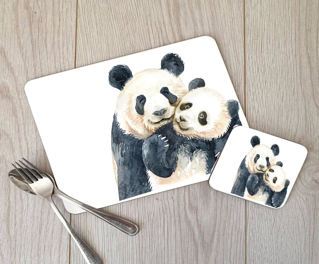 Panda Hardboard Placemat and Coaster Set, Panda Table Setting, Panda ...