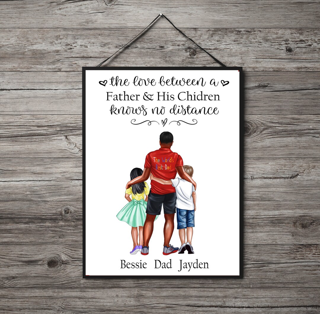 Father & Children A4 Print, Custom Father and Child Picture ...