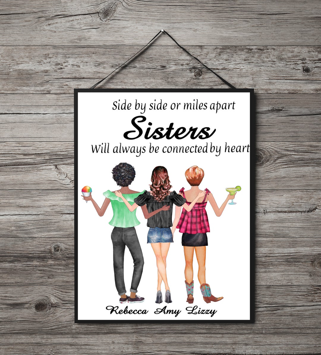 Sisters A4 Print, Custom Sisters Picture, Personalised Sister Picture ...
